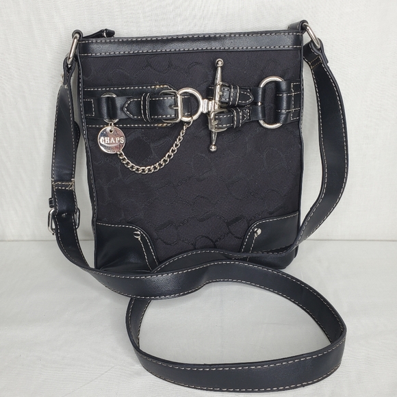 Chaps | Bags | Chaps Crossbody Purse Black Vinyl Faux Leather | Poshmark